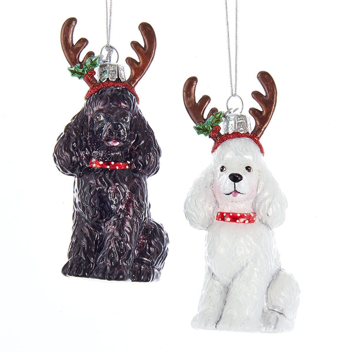 Puddelhund julekugle - sort hvid puddel julepynt - hund juletræspynt ...